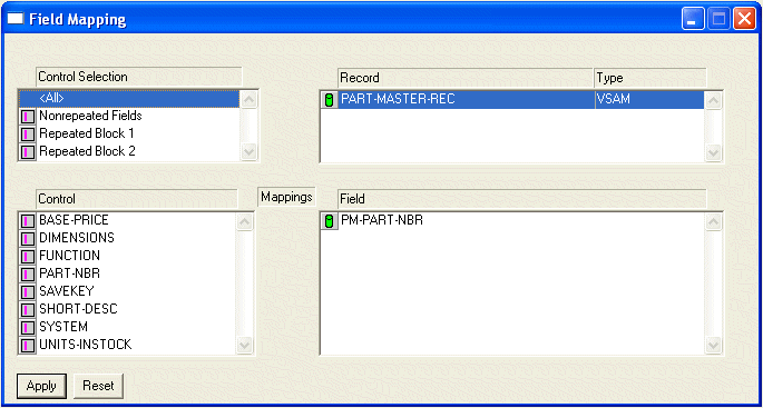 Mapping Screen Fields