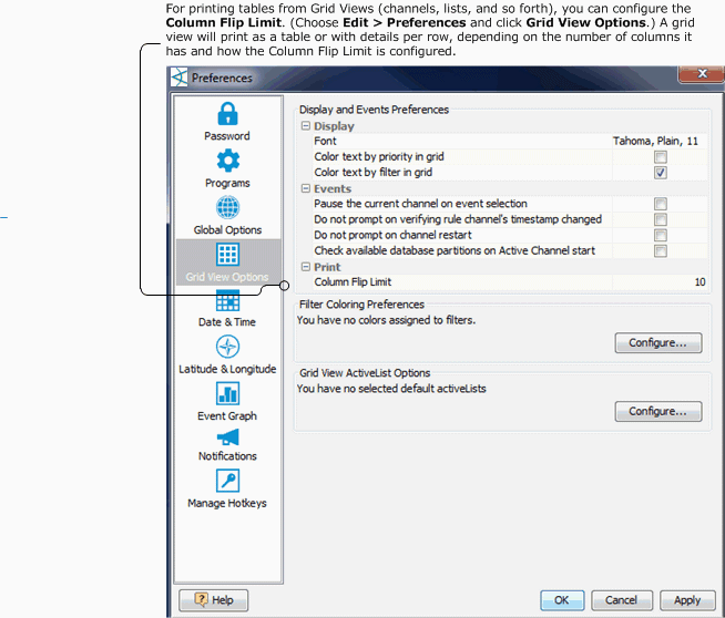 Using Column Flip Limit to Format Grid View Printouts