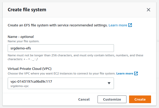 Creating the Elastic File System