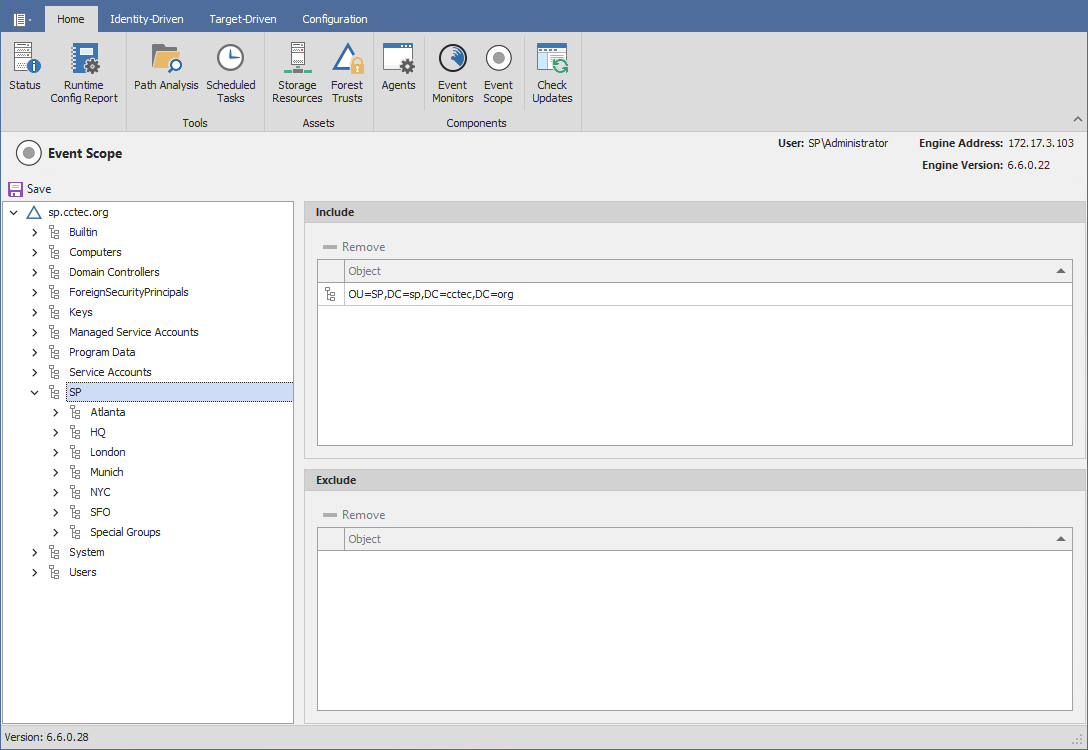 Configuring the Event Monitor Scope