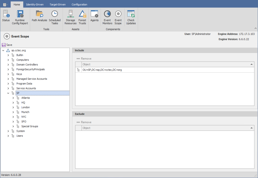 Configuring the Event Monitor Scope