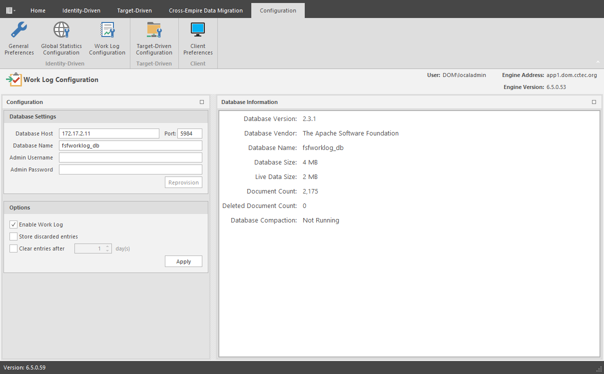 Work Log Configuration