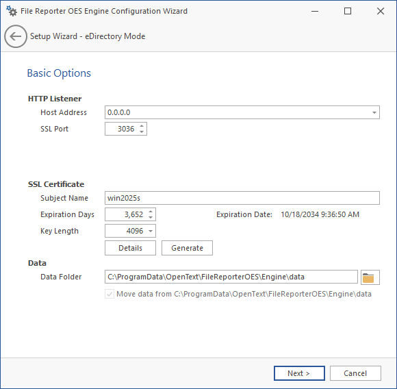 Configuring the Engine