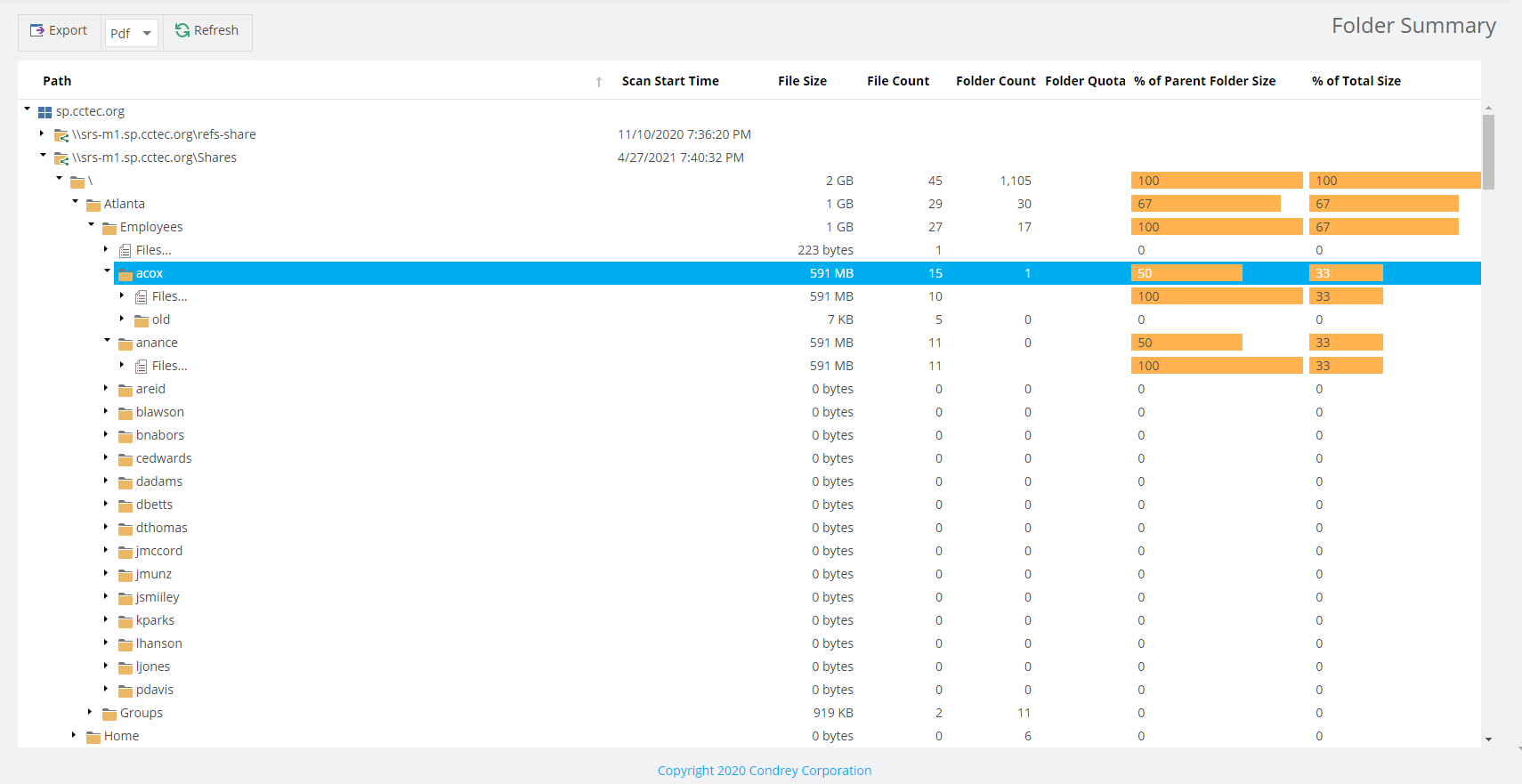 Folder Summary Reports