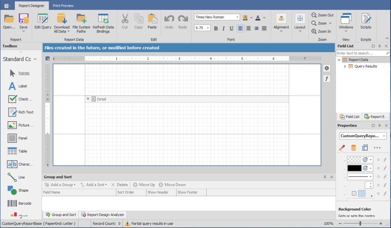 Custom Query Report Layouts
