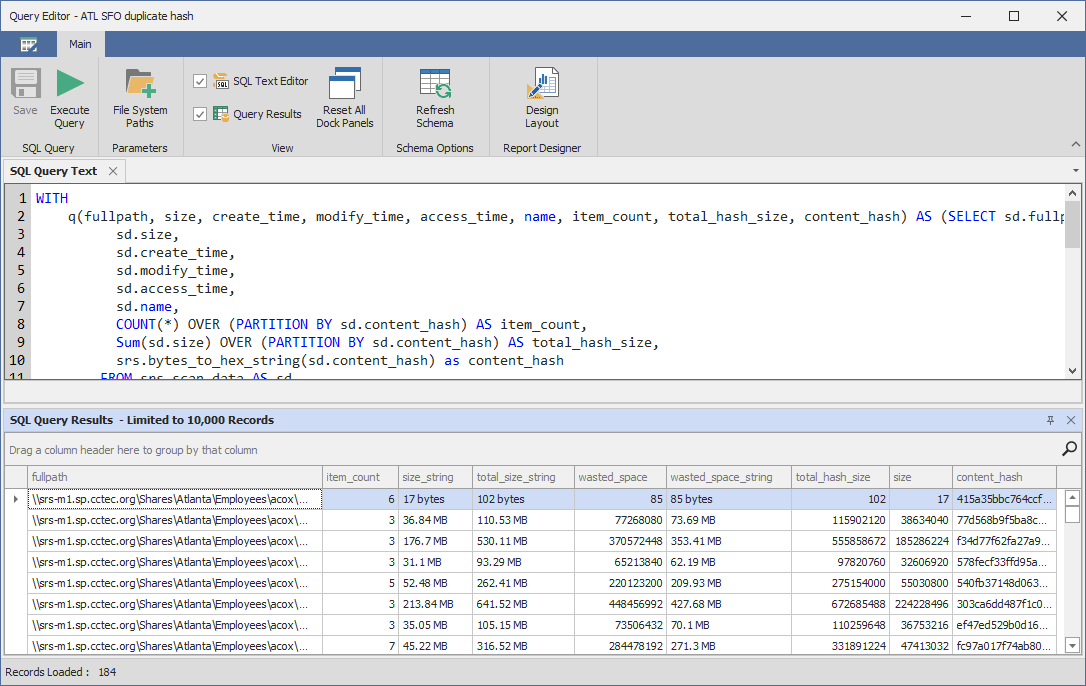 Content Hash Duplicate File Reports