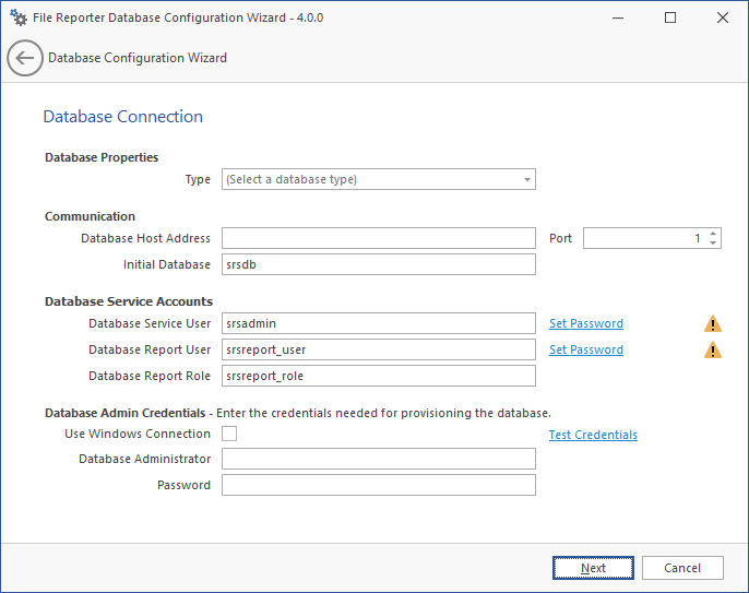 Configuring The Database Micro Focus File Reporter 41 Installation Guide