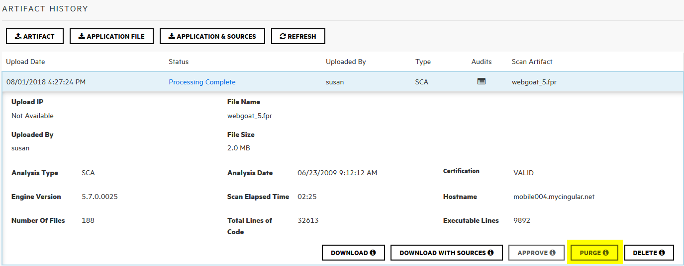 Purging Scan Artifacts