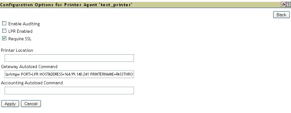 Printer Agent Information Page - OES 2023: iPrint Manager Health Monitor Administration Guide