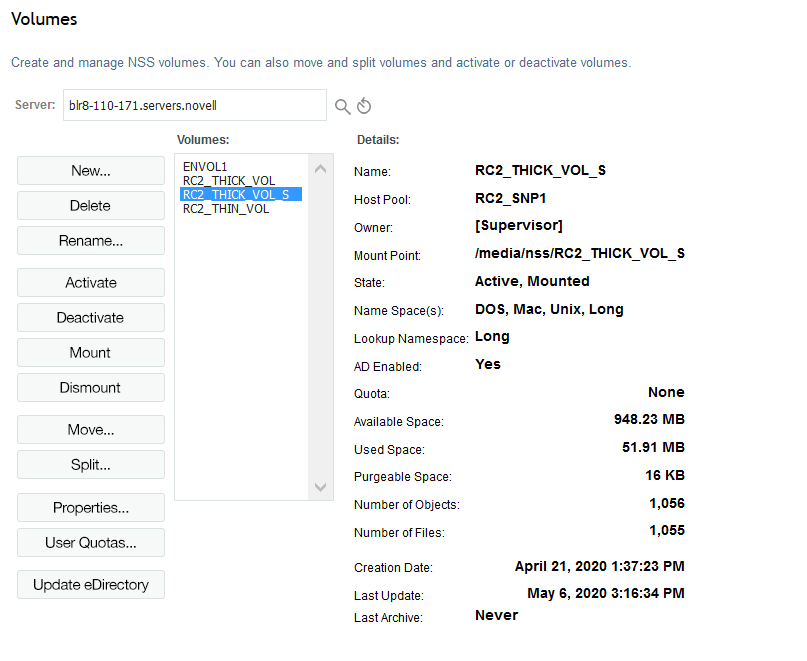 Viewing and Managing an Online Pool Snapshot using iManager - Storage Services File System (NSS ...