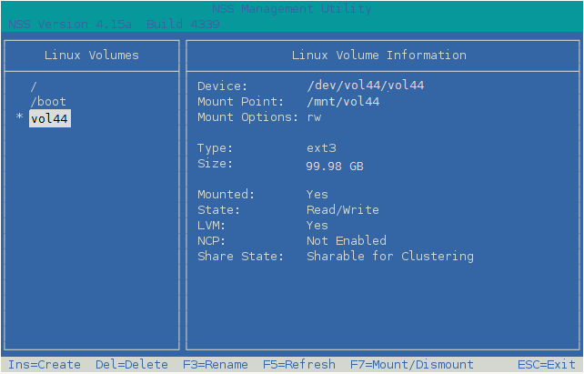 Viewing Details for a Linux Volume - OES 2023: Linux POSIX Volume Administration Guide