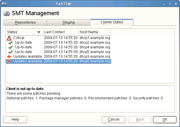 Checking the Client Status - Micro Focus Subscription Management Tool